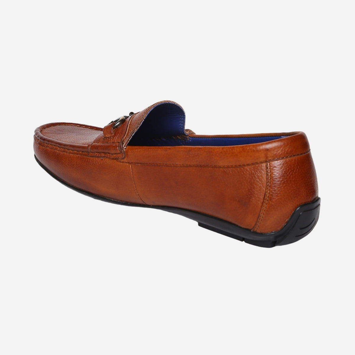 Masabih Genuine Milled Leather Tan Mocassin Shoes with Saddle Ornument